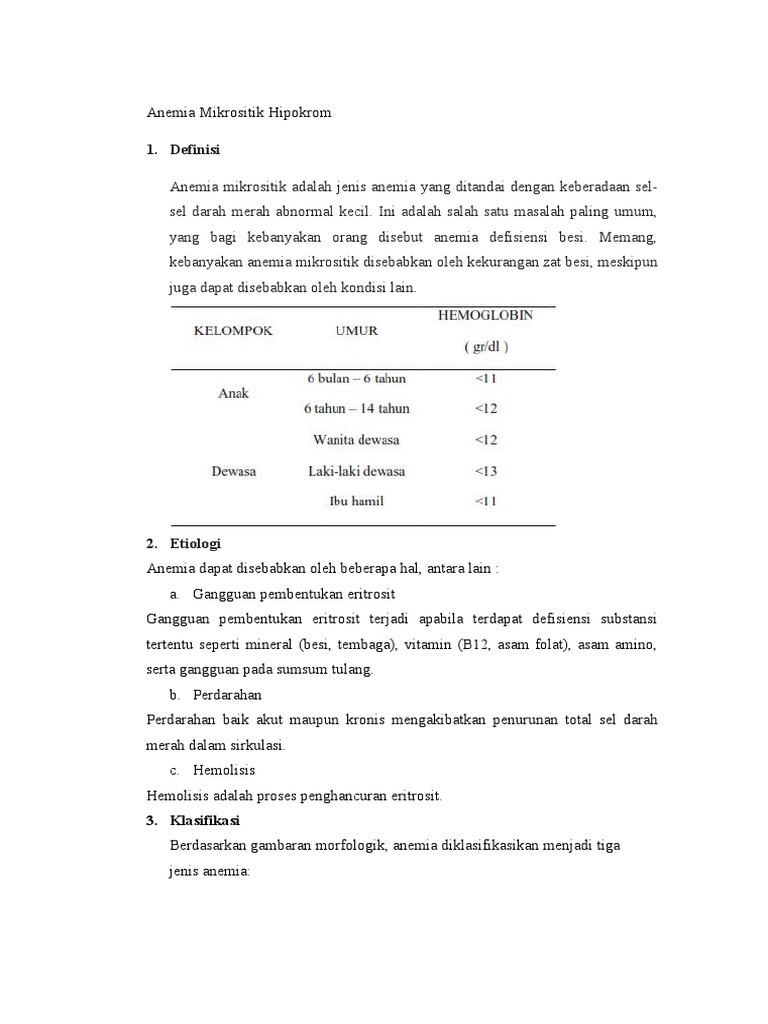 Anemia Mikrositik Hipokrom | PDF