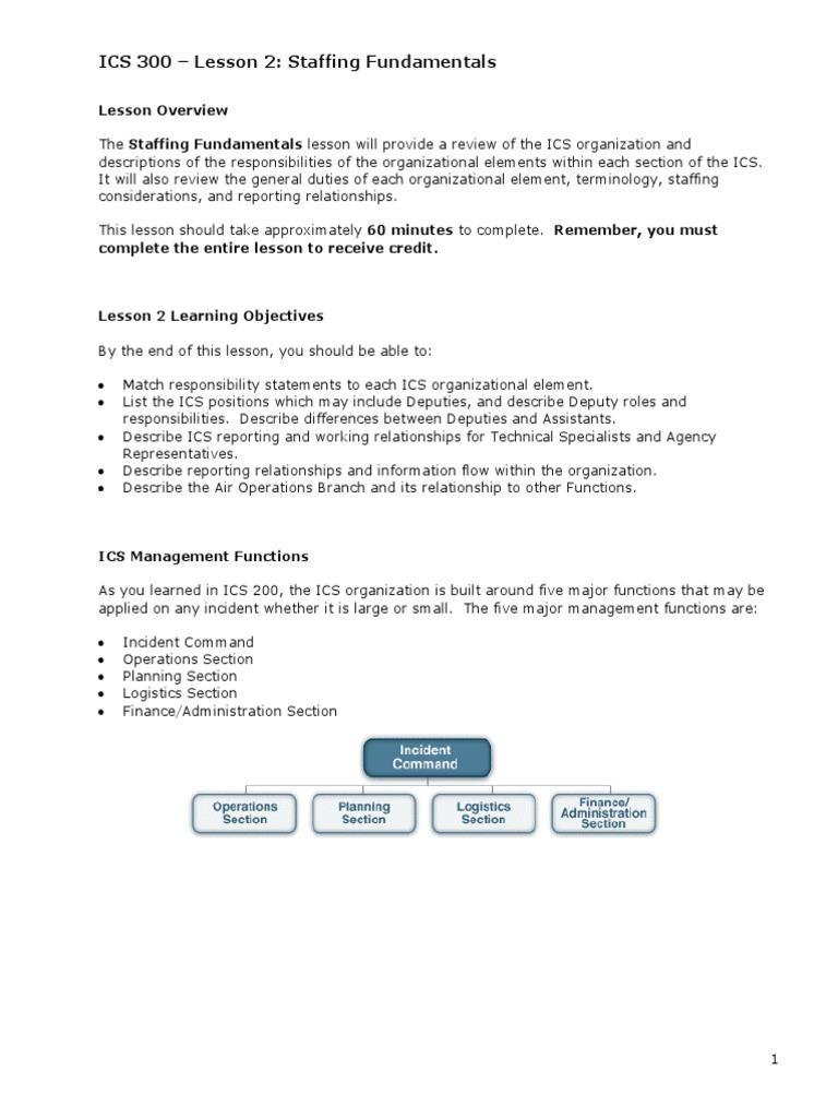 ICS Staffing Fundamentals | PDF | Incident Command System | Staff ...
