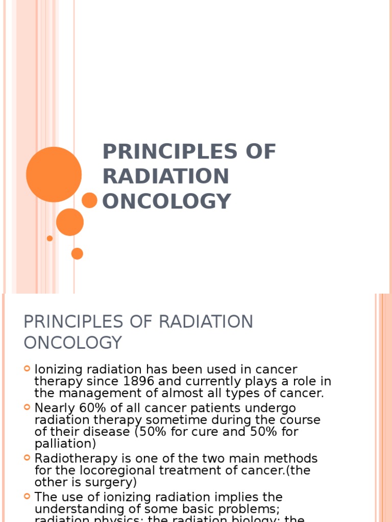 Principles of Radiation Oncology | PDF | Radiation Therapy | Therapy