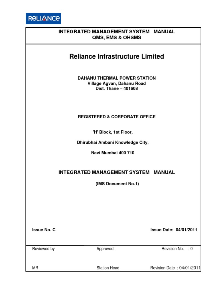 IMS Level 1 | PDF | Quality Management System | Occupational Safety And ...