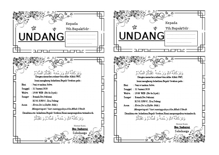 Undangan Dzikir Fida 2 | PDF