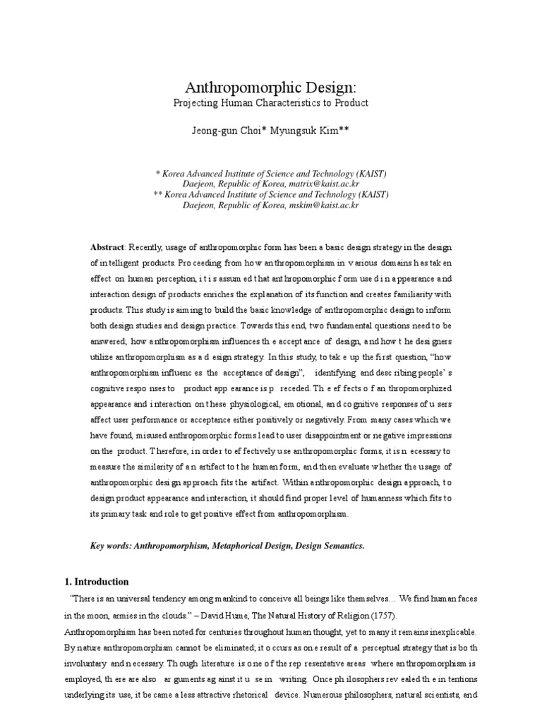 Anthropomorphic Design - Projecting Human Characteristics To Product ...