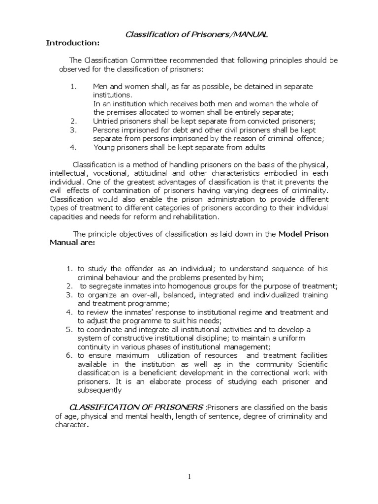 Classification of Prisoners | PDF | Habitual Offender | Prison