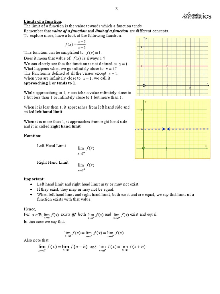 Limits of A Function PDF | PDF | Mathematical Relations | Functions And ...