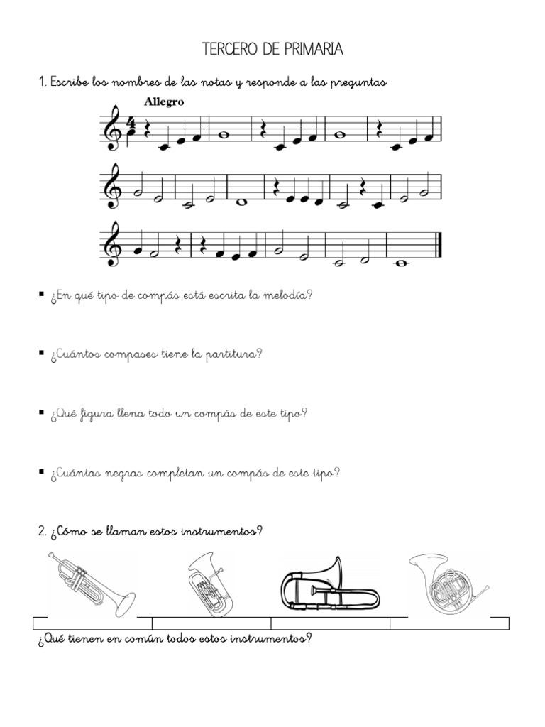 Actividades de Música para Tercero de Primaria | PDF