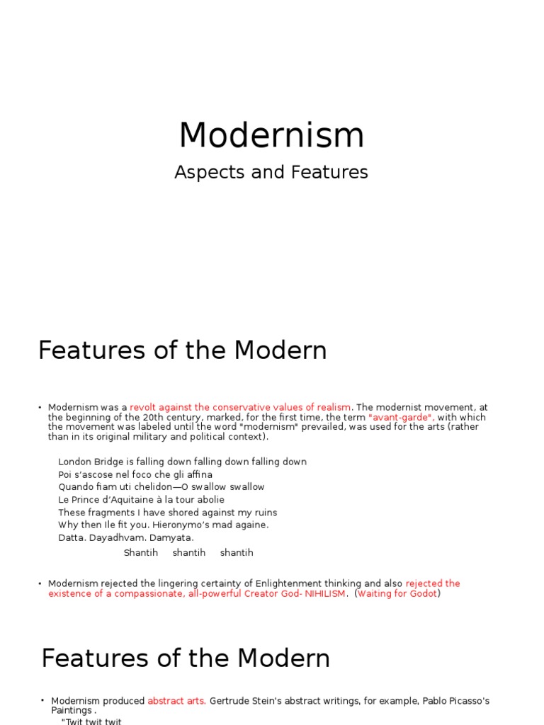 Features of Modernism | PDF | Modernism