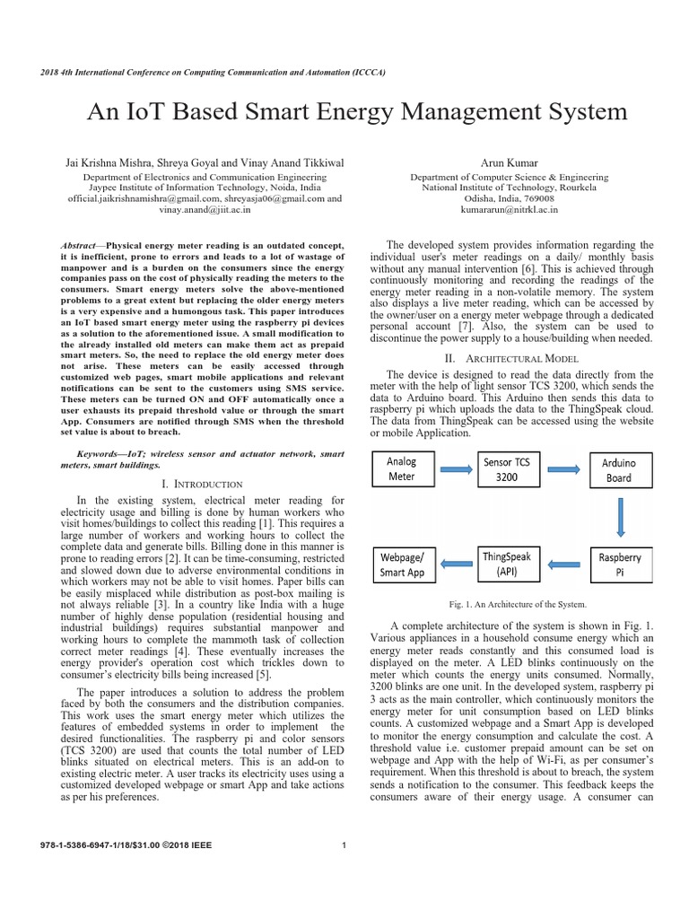 An IoT Based Smart Energy Management System | PDF | Internet Of Things ...