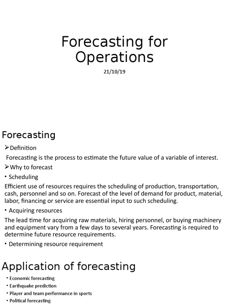 Module 3-Forecasting For Operations | PDF | Forecasting | Seasonality