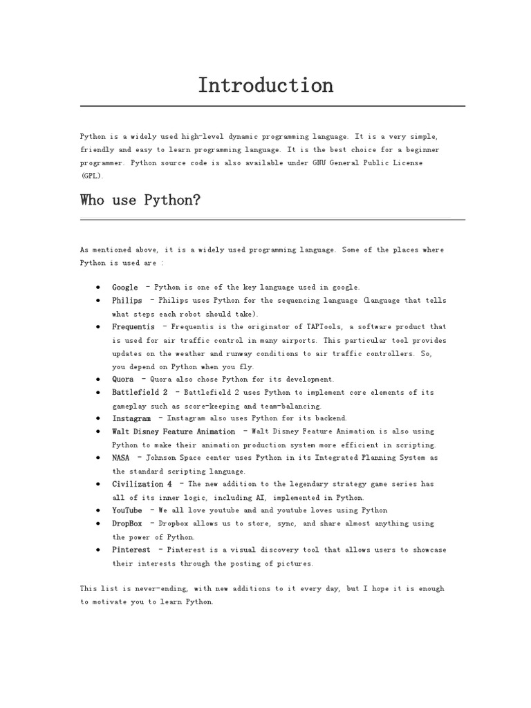 1 Introduction | PDF | Python (Programming Language) | Computer Programming