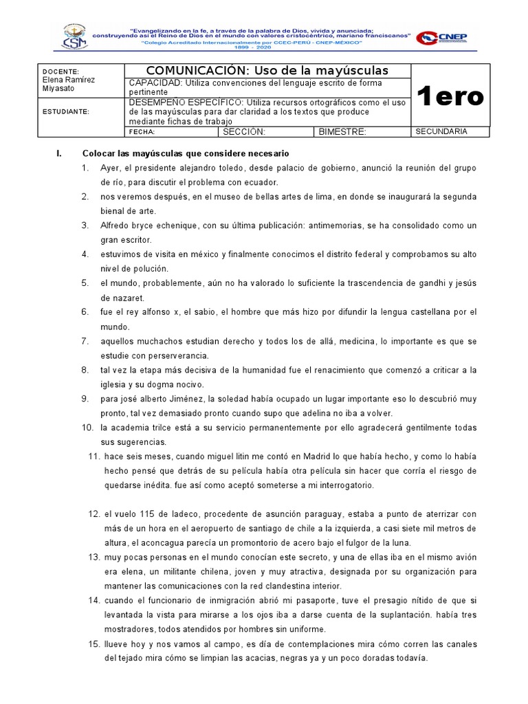 Uso de Las Mayusculas 1ero | PDF | Agitación