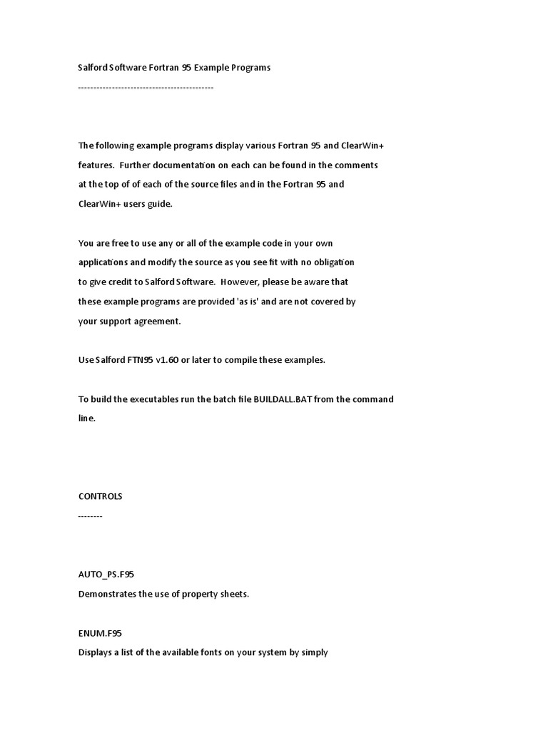 Salford Software Fortran 95 Example Programs | PDF | Computer Program ...