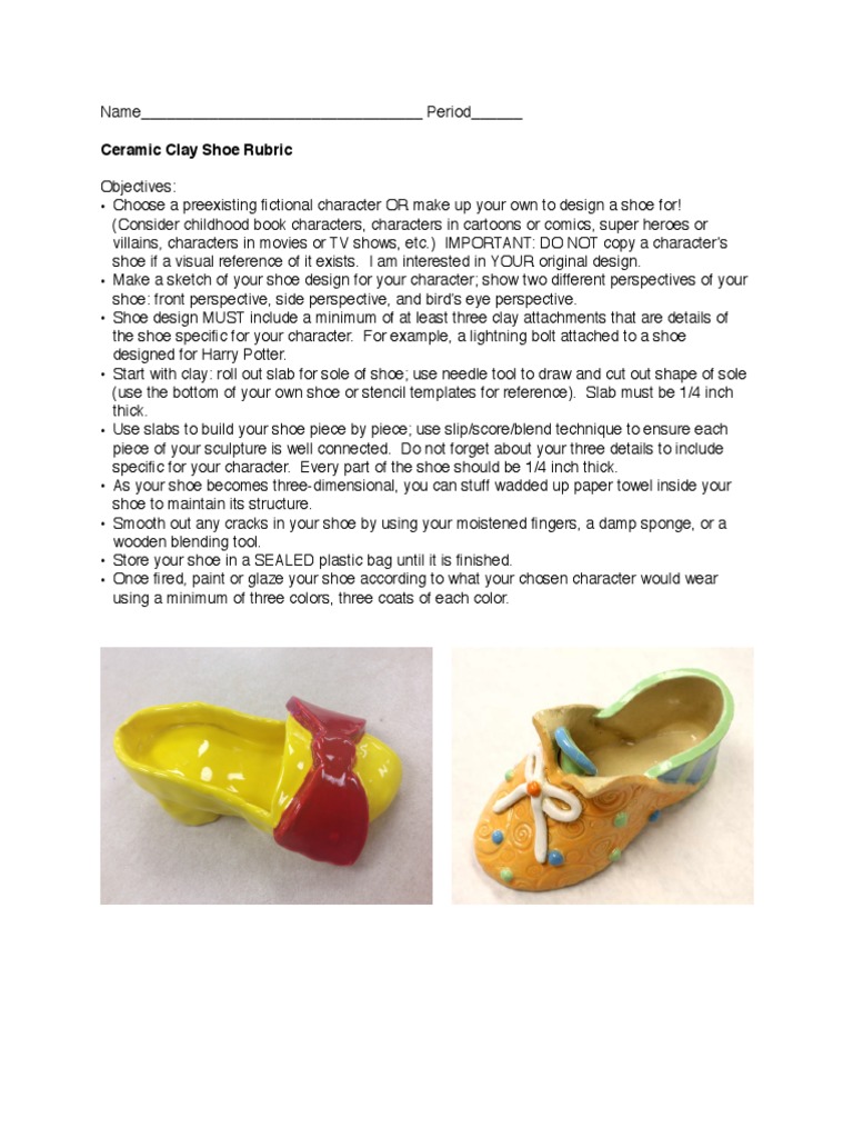 Clay Shoe Rubric | PDF | Plastic Arts | Art Media