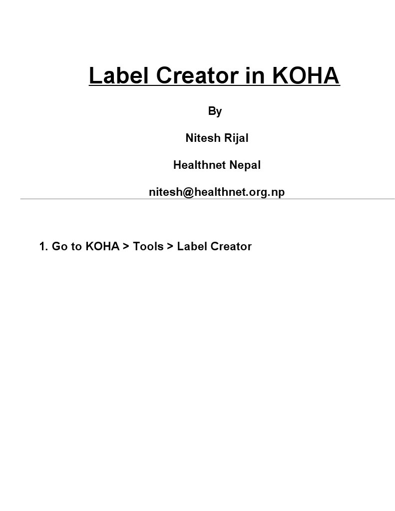 Label Printing KOHA | PDF