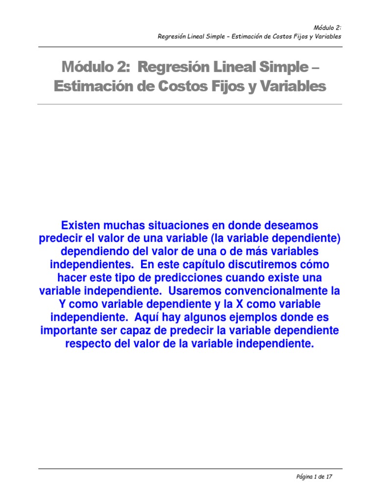 8 Regresión Lineal Simple PDF | Descargar gratis PDF | Análisis de ...