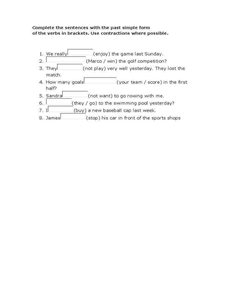 Past Simple Sentence Completion Exercise | PDF