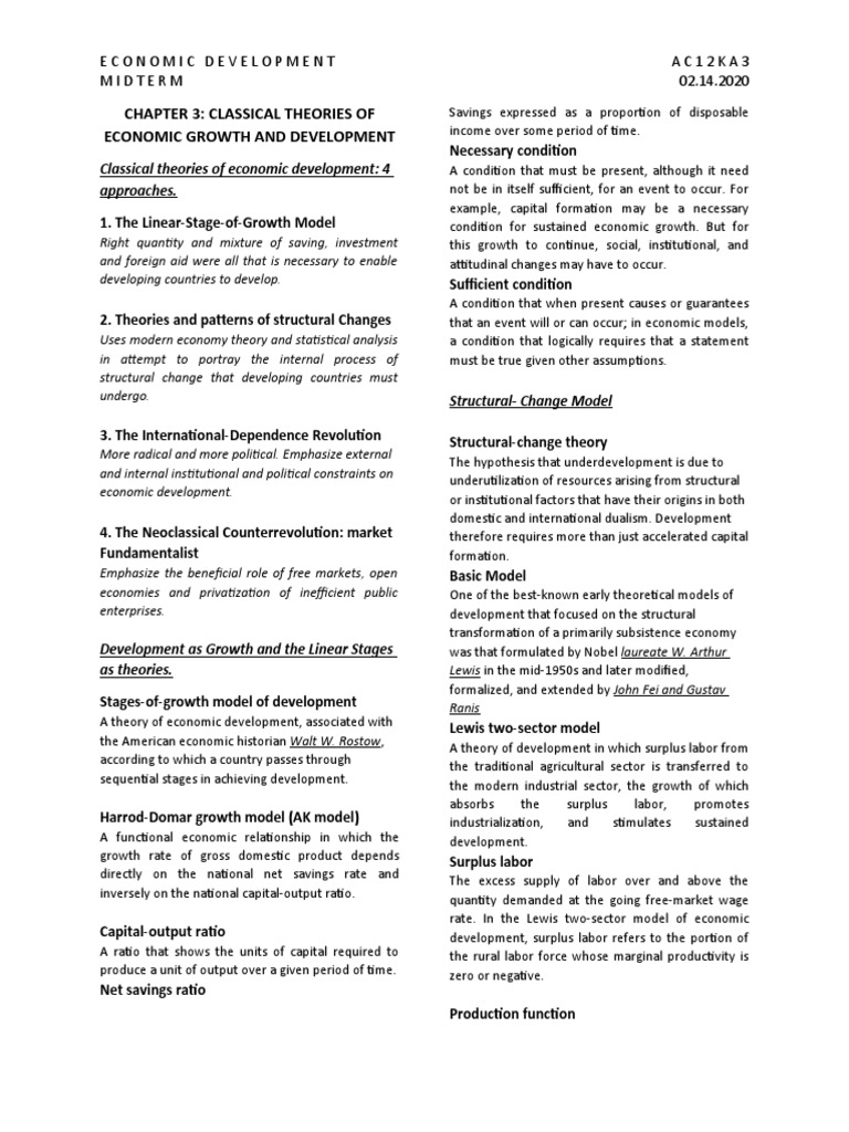 Econ Dev Reviewer Midterm | PDF | Total Fertility Rate | Economic Growth