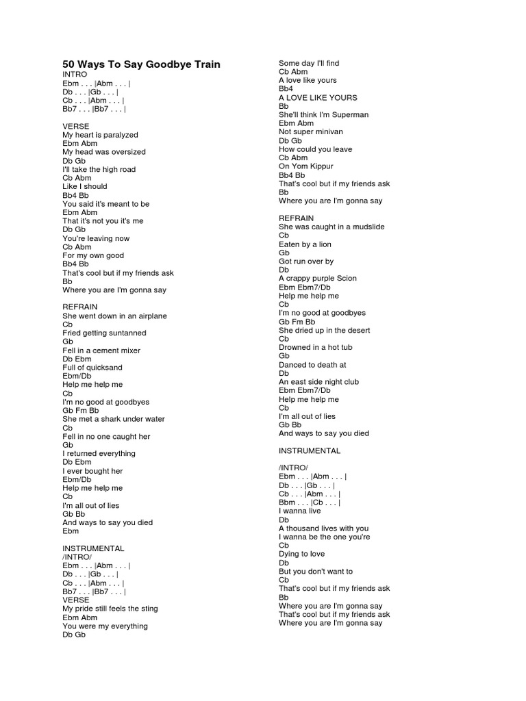 50 Ways To Say Goodbye - Train PDF | PDF