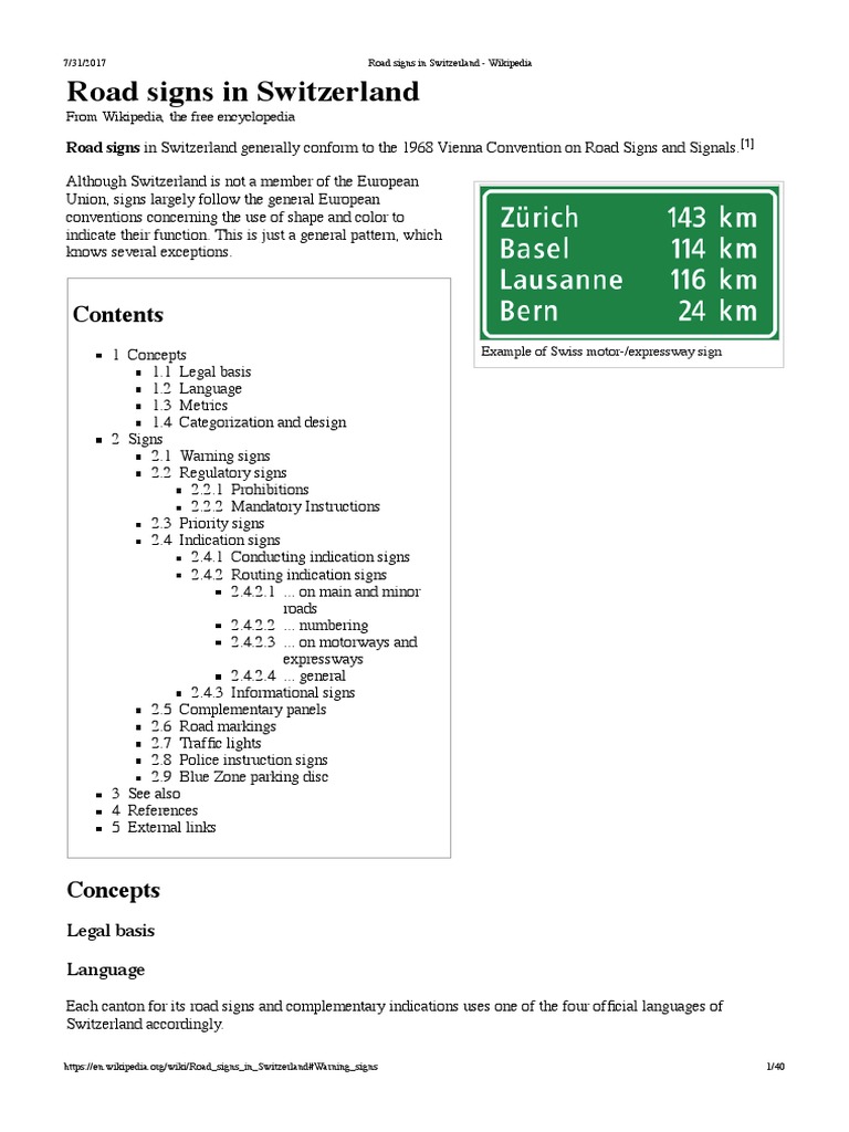 Road Signs in Switzerland - Wiki | PDF | Traffic | Land Transport