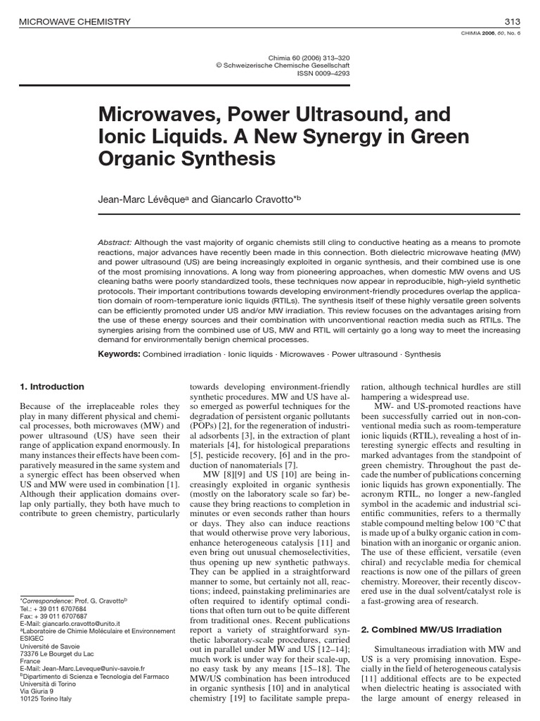 Green Organic Synthesis | PDF | Chemical Reactions | Chemical Substances