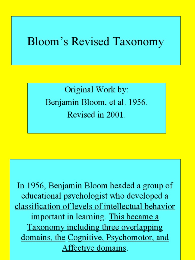 Understanding Bloom's Revised Taxonomy | PDF | Learning | Affect ...