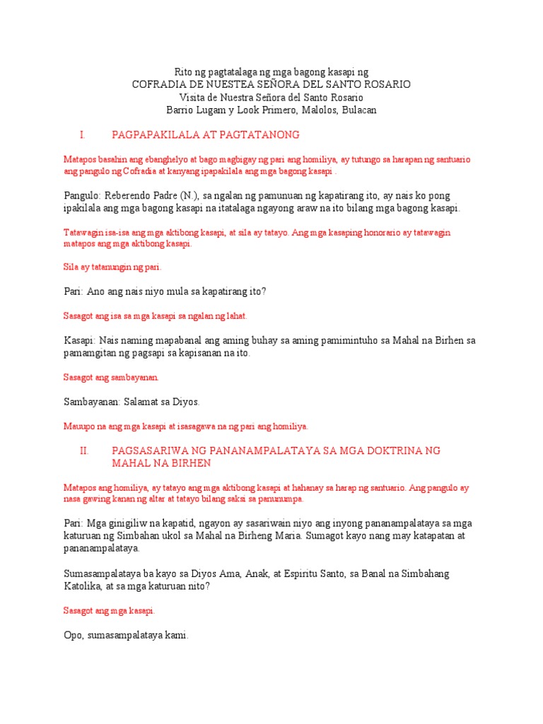 Rito NG Pagtatalaga | PDF