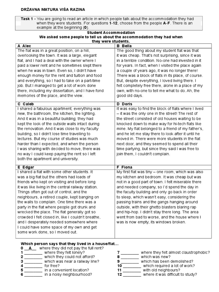 Reading Comprehension | PDF | Apartment | Prison