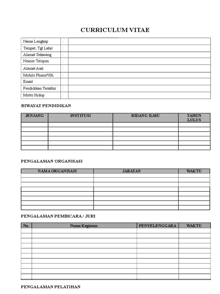 Format CV Kosong | PDF
