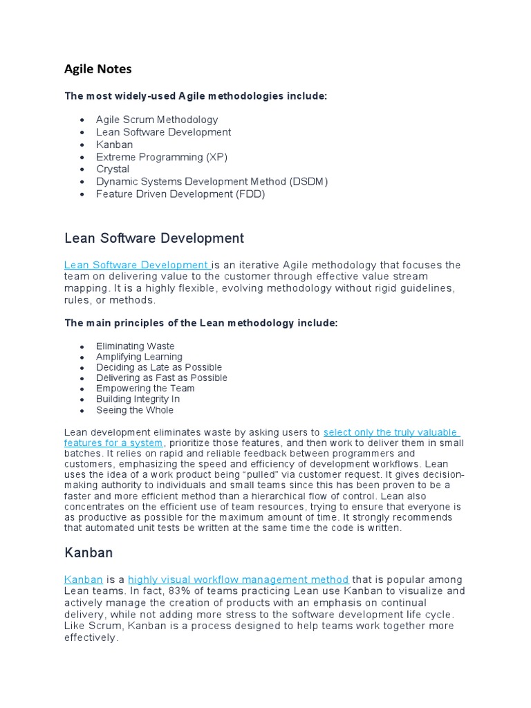 Agile Notes | PDF | Agile Software Development | Software Development ...