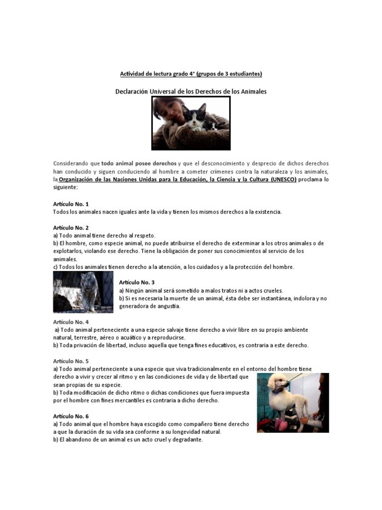 Derechos de Los Animales | PDF | Unesco | Derechos animales