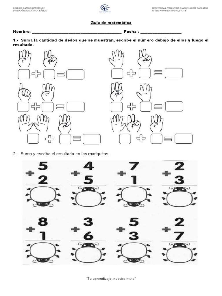 1° Básico - Adiciones y Sustracciones | PDF