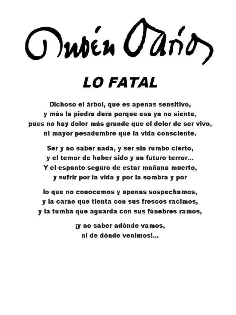 Lo Fatal-Ruben Dario | PDF