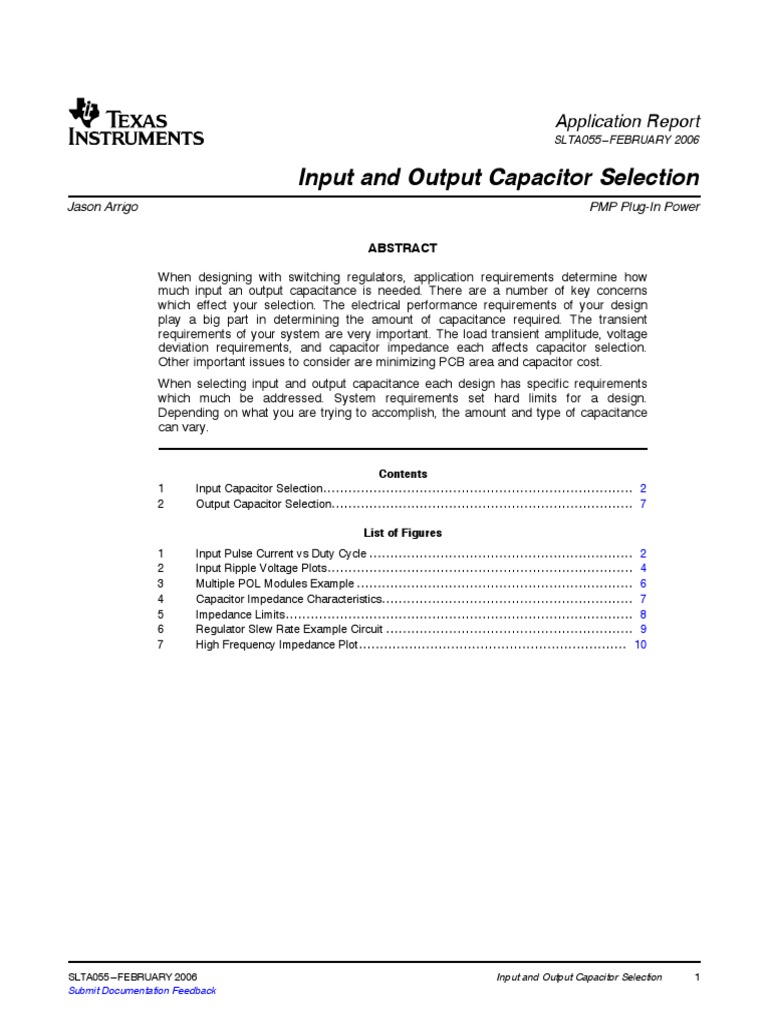 Input and Output Capacitor Selection PDF | PDF