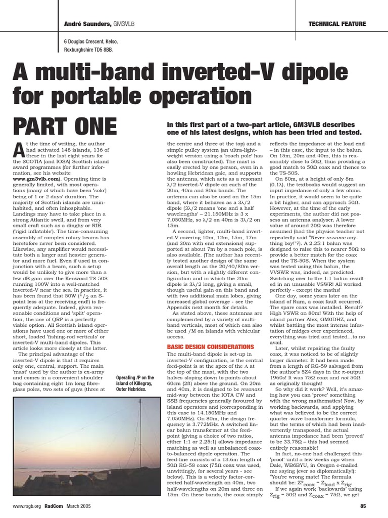 Inverted V 85 - 87 - Radcom PDF | PDF | Antenna (Radio) | Coaxial Cable