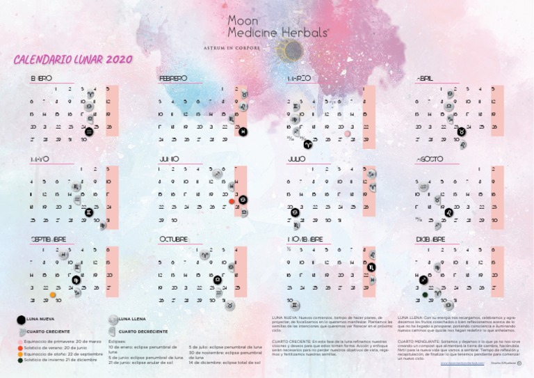 Calendario Lunar 2020 | PDF | Science | Astronomía