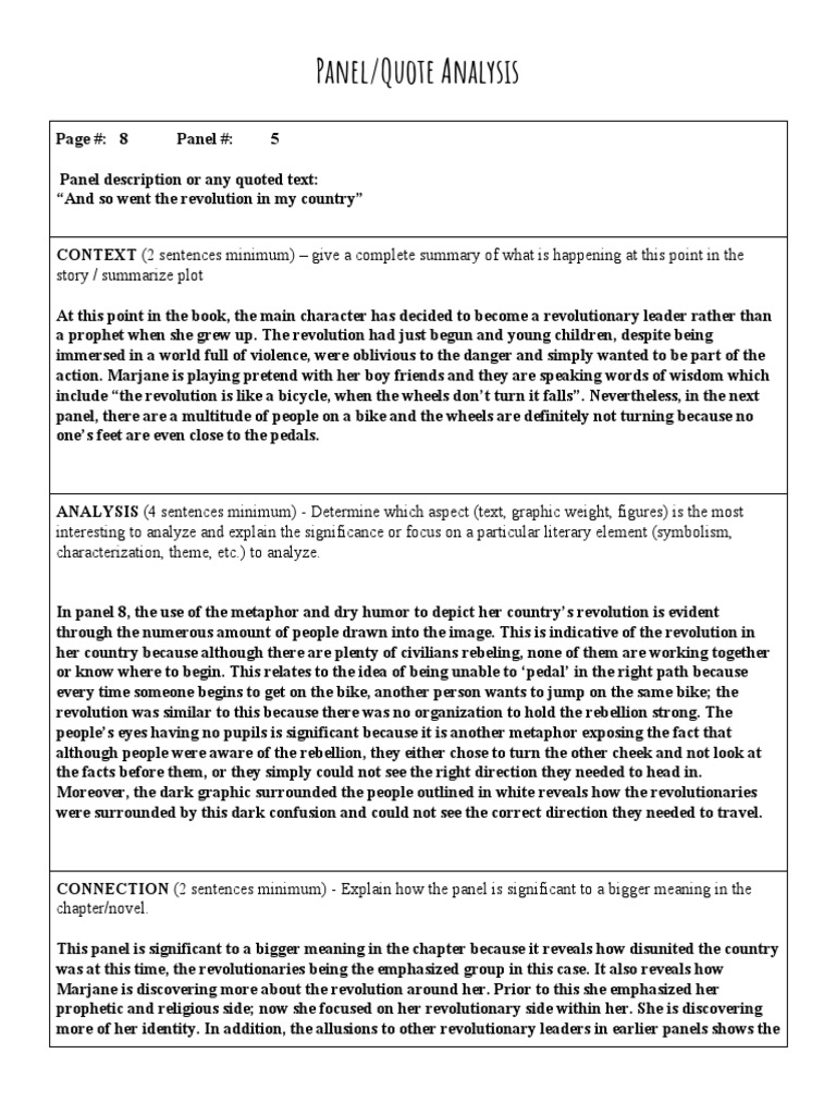 Panel Quote Analysis Persepolis 1 | PDF