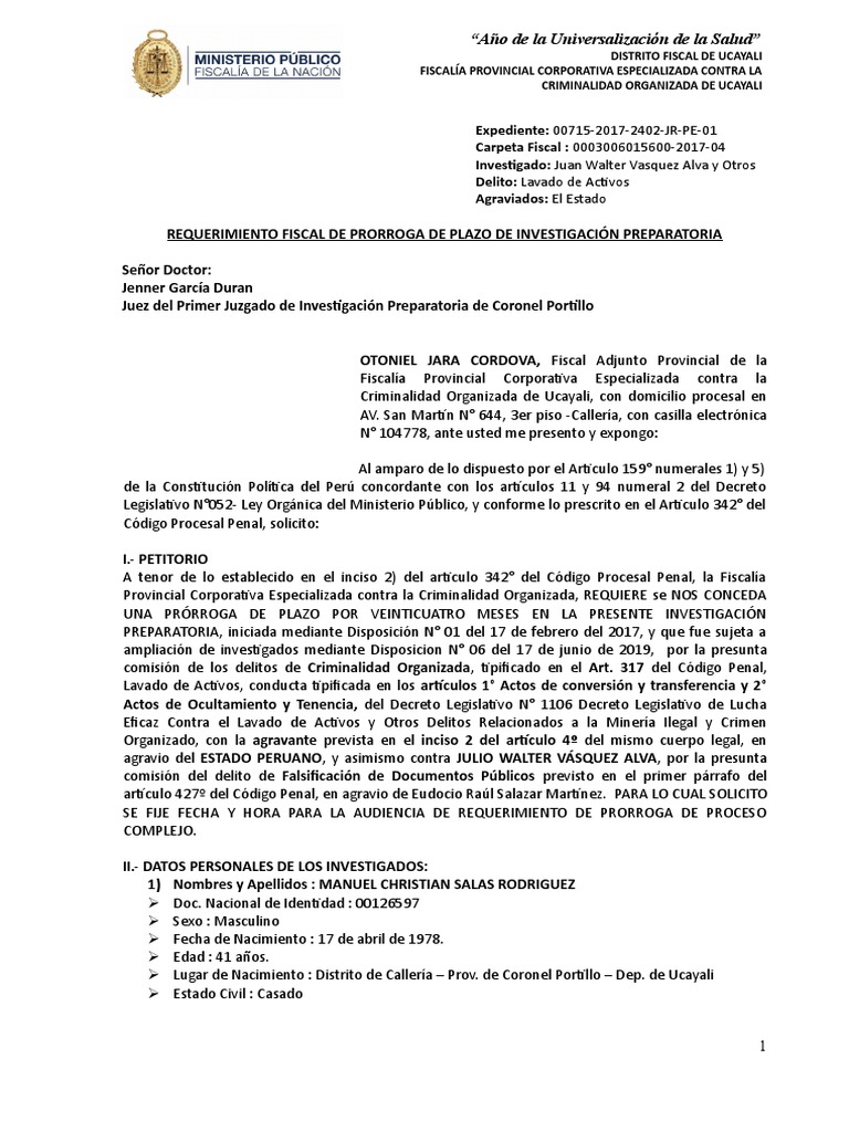 Prorroga Del Plazo de Investigación 04-2019 | PDF | Derecho penal ...