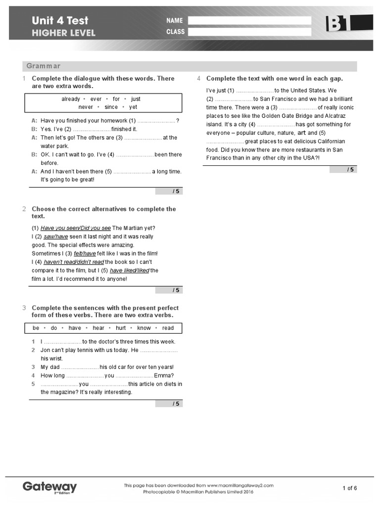 B1 UNIT 4 Test Higher | PDF | Snoring | Sleep