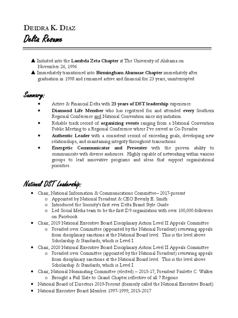 Deidra K. Diaz - DST Resume Elect Deidra | PDF | University Of Alabama