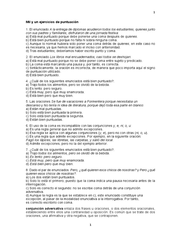 Ejercicios de Puntuación y Comas | PDF | Coma | Comillas