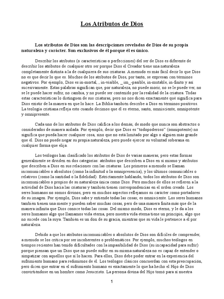 Los Atributos de Dios | PDF | Omnipotencia | Trinidad