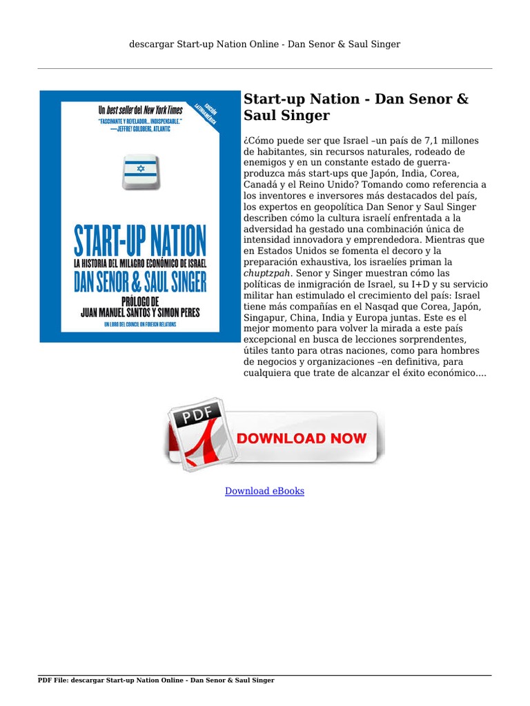 Descargar Start Up Nation Dan Senor Saul Singer Online PDF | PDF ...