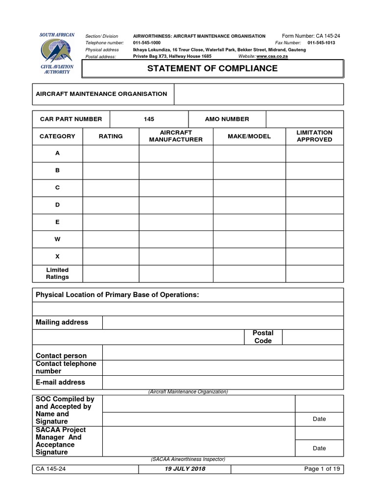 Ca 145-24 PDF | Download Free PDF | Regulatory Compliance | Quality ...