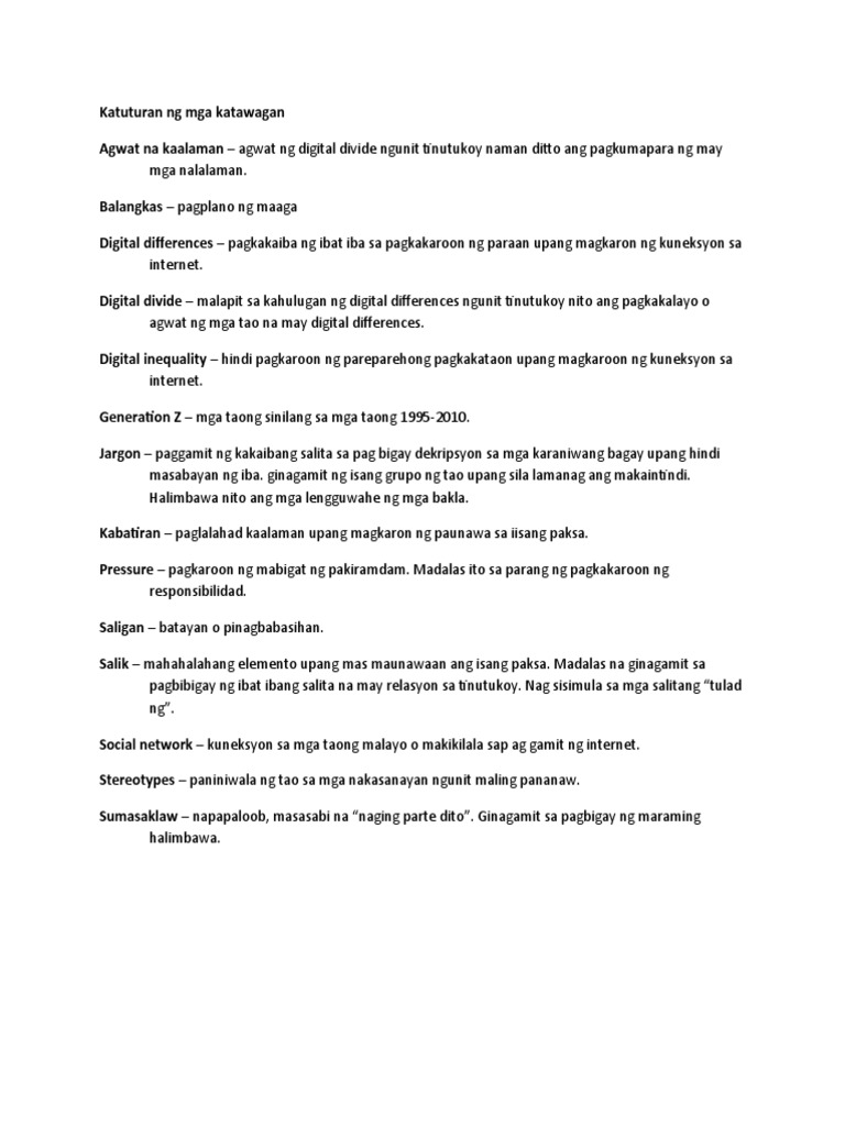 Katuturan NG Mga Katawagan | PDF