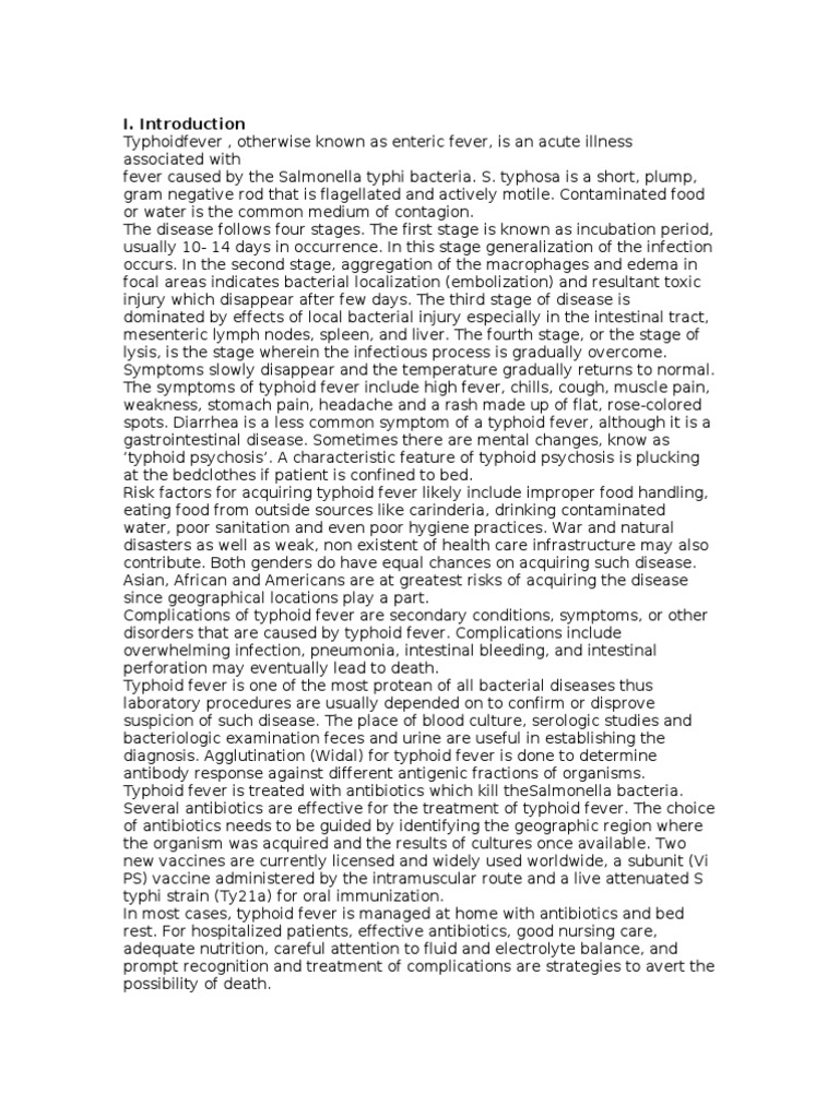 Typhoid Fever Case Study | PDF | Stomach | Pancreas