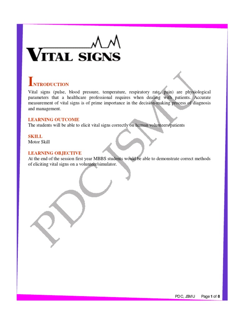 Vital Signs Final PDF | PDF | Pulse | Blood Pressure