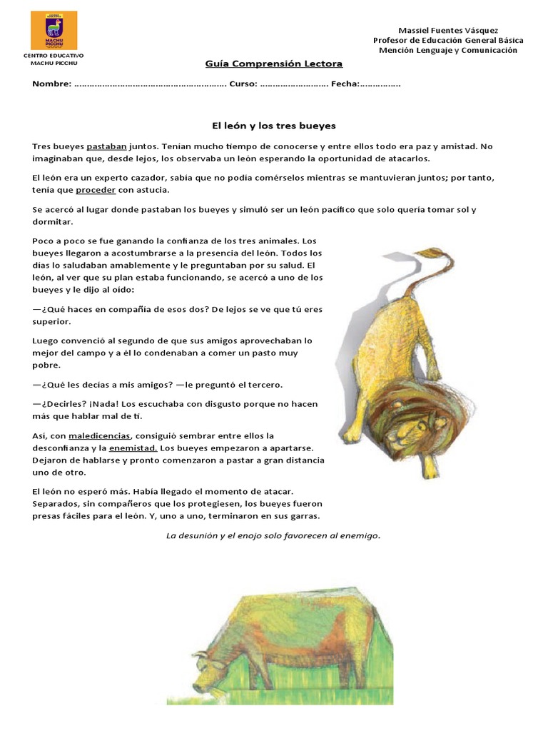 Comprensión Lectora Fábula Pdf