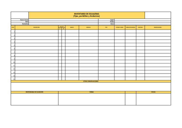Inventario de Escaleras Fijas, Portatiles y Andamios | PDF