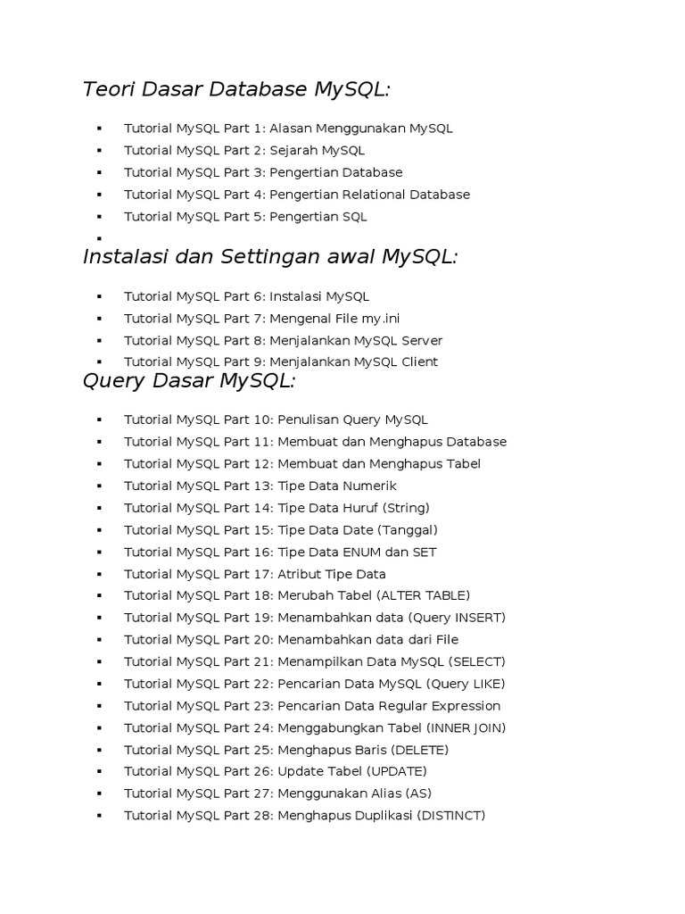 Teori Dasar Database MySQL | PDF