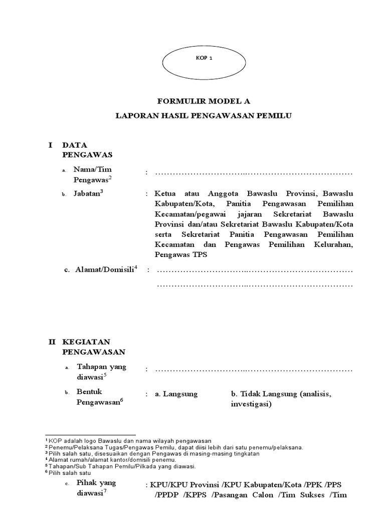 Form A Pengawasan | PDF