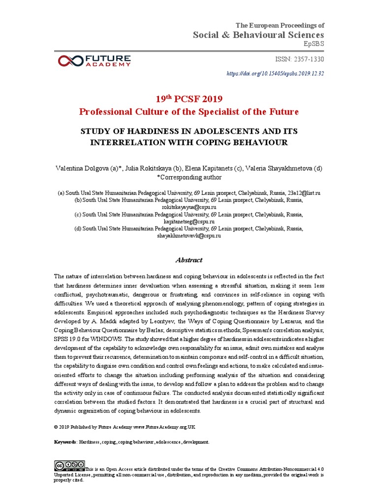 Study of Hardiness in Adolescents and Its Interrel PDF | PDF ...